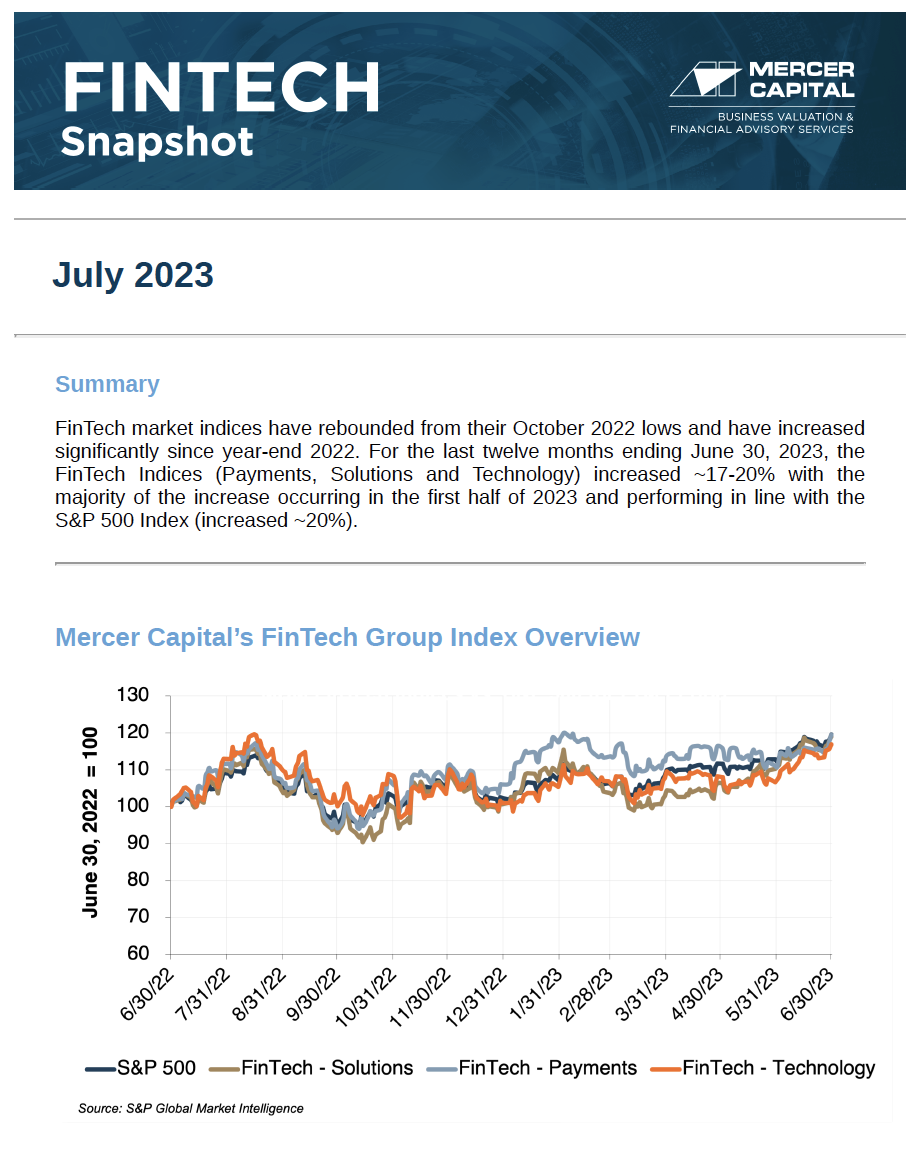 FinTech Snapshot - Mercer Capital