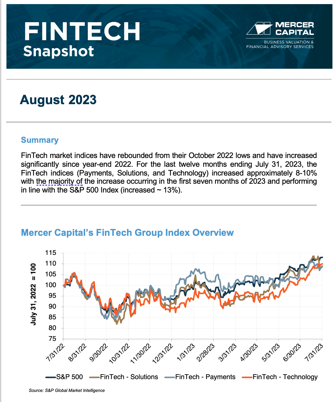 FinTech Snapshot - Mercer Capital