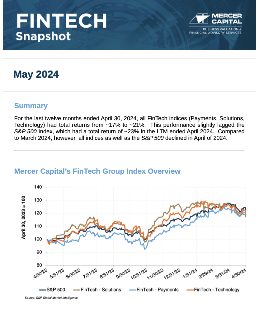 FinTech Snapshot - Mercer Capital